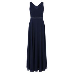 Abendkleid Vera Mont "Abendkleid mit Plissee", Damen, Gr. 44, EURO, blau (night sky), 100% Polyester PES., Kleider Abendkleid