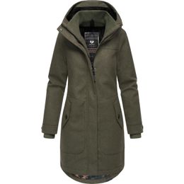 Wintermantel Ragwear "Wintermantel Jannisa Coat", Damen, Gr. 6XL, gr&uuml;n (schwarz olive), Obermaterial: 100% Polyester PES. Obermaterial: Futter: 100% Polyester PES. 100% Polyester PES., M&auml;ntel Wintermantel