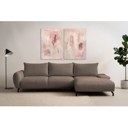 Ecksofa OTTO HOME "KELLIE, L-Form, 315 cm, verstellbare Armlehne, Metallf&uuml;&szlig;e", braun, B:315cm H:93cm T:169cm, Sofas, Ecksofa, wahlweise Recamiere links o. rechts, Chenille-Stoff, hoher Sitzkomfort