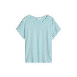 Marc O'Polo T-Shirt MARC O'POLO DENIM, Damen, Gr. S, blau fog, Jersey, Obermaterial: 100% Baumwolle, relaxed fit normal, Rundhals, Umschlagbund, Shirts T-Shirt, relaxed aus Organic Cotton