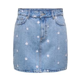 Jeansrock Only "ONLSTELLA DAISY SHORT SKIRT DNM AZG", Damen, Gr. XL (42), blau (light blau denim detail:daisy emb), Denim/Jeans, Obermaterial: 100% Baumwolle, kurz, R&ouml;cke Jeansrock
