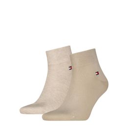 Kurzsocken Tommy Hilfiger "TH MEN QUARTER 2P", Herren, Gr. 39-42, sand, Baumwollmischung, normal, Socken Kurzsocken, weicher, elastischer Rippenbund, klassisches Tommy Hilfiger Logo