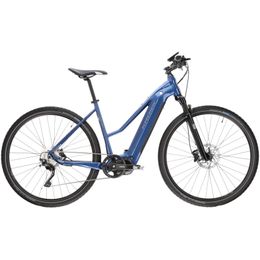 E-Bike KROSS "E-Crossrad Evado Hybrid 6.0 28 Zoll blau - Shimano Mittelmotor" Gr. 48, blau (blau, schwarz), Elektrofahrr&auml;der, Damen, 48cm, 28 Zoll (71,12cm), E-Bike, SHIMANO 36 V/250 W DU-E6110, Mittelmotor