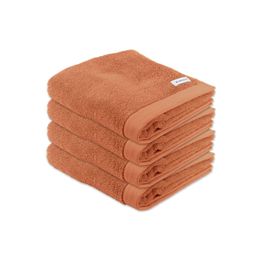 Handtuch Tom Tailor "Handtuch Color Bath Towel 4er Pack" Gr. M, orange (koralle), B:50cm, Obermaterial: 100% Baumwolle CO., Handt&uuml;cher