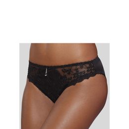 Slip Lascana, Damen, Gr. 48/50, schwarz, Microtouch, Obermaterial: 50% Polyamid, 30% Polyester, 20% Elasthan, Unterhosen Slip, Dessous mit sch&ouml;ner Bl&uuml;mchen-Stickereispitze