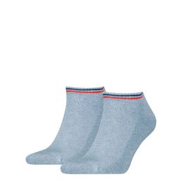 Sneakersocken Tommy Hilfiger "TH UNI TJ SNEAKER 2P ICONIC", Herren, Gr. 43-46, blau (light blau melange), Baumwollmischung, Socken Sneakersocken