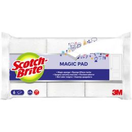 Scotch-Brite&trade; Schmutzradierer Magic Pad, gegen Buntstiftstriche/Fingerabdr&uuml;cke/Kalkablagerungen/Rostflecken, chemikalienfrei, Schaumstoff, wei&szlig;, 6 St&uuml;ck
