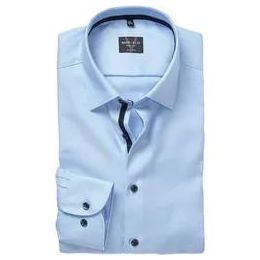 Langarmhemd MARVELIS, Herren, Gr. 42, N-Gr, bleu, Web, Obermaterial: 100% Baumwolle, unifarben, slim fit normal, 2-Knopf-Manschette, Hemden, Businesshemd, New-York-Kentkragen, unifarben, schmale Passform