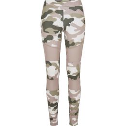 Leggings Urban Classics "Urban Classics Damen Ladies Camo Tech Mesh Leggings", Damen, Gr. M, US-Gr&ouml;&szlig;en, duskrose camo, 77% Polyester, 23% Elasthan, skinny fit, Hosen Leggings