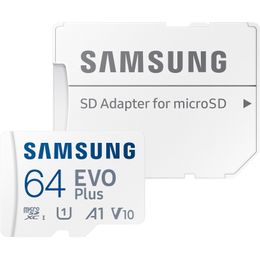 Samsung Speicherkarte "EVO Plus (2024) inkl. SD-Adapter", wei&szlig;, 64 GB, Speicherkarten