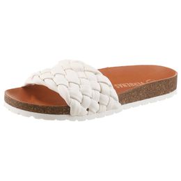 Pantolette VERBENAS "RICA TRENZA SOFT", Damen, Gr. 42, wei&szlig;, Lederimitat, unifarben, Schuhe Pantolette, Sommerschuh, Schlappen, Strandschuh mit geflochtener Bandage