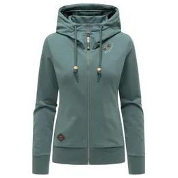 Kapuzensweatjacke Ragwear "Paya Intl.", Damen, Gr. XS (34), pine gr&uuml;n26, Material: 50% Baumwolle, 50% Polyester, tailliert h&uuml;ftbedeckend, hoch geschlossener Ausschnitt, eng Rippb&uuml;ndchen, Sweatjacken, sportlicher Damen Kapuzensweater mit Kordeln