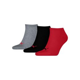 Sneakersocken Puma "Puma UNISEX SNEAKER PLAIN", Herren, Gr. 39-42, bunt (1x rot, 1x grau, meliert, 1x schwarz), Baumwollmischung, meliert, unifarben, Socken Sneakersocken, mit kleinem Logo
