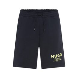 Sweatshorts HUGO BLUE "Nomario", Herren, Gr. L, N-Gr, dunkelblau406, Sweatware, Obermaterial: 100% Baumwolle, regular fit kniefrei, Hosen Sweatshorts, mit gro&szlig;em Druck