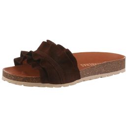 Pantolette VERBENAS "Rocio Roda", Damen, Gr. 36, marron, Veloursleder, unifarben, Schuhe Pantolette, Sommerschuh, Flat mit geschwungenen Laschenstoff, Topseller