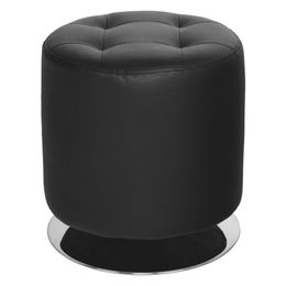 Hocker, Schwarz, Chrom, Metall, Textil, rund, 40x40x40 cm, Wohnzimmer, Hocker, Sitzhocker