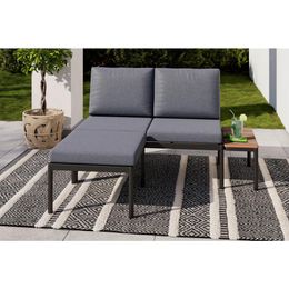 Ambia Garden Loungegarnitur, Natur, Dunkelgrau, Metall, Kunststoff, Textil, 3-teilig, F&uuml;llung: Schaumstoff,Polyester, seitenverkehrt montierbar, 134x70x68 cm, wetterbest&auml;ndig, Loungem&ouml;bel, Gartenlounge-Sets
