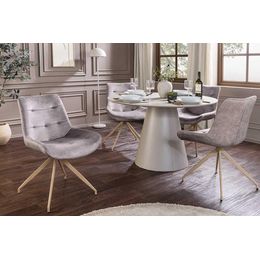 Riess Ambiente Design Stuhl DIVANI taupe Samt beiges Metallgestell Polsterstuhl Riess-Ambiente Esszimmerstuhl K&uuml;chenstuhl Industrie & Loft Retro