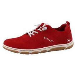 Slip-On Sneaker Mustang SHOES "Sue", Herren, Gr. 41, rot, Lederimitat, Textil, Schuhe, Freizeitschuh, Halbschuh, Slipper mit Logoschriftz&uuml;gen