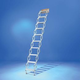 Wellh&ouml;fer Scherentreppe mit Stirnbrett senkrecht f&uuml;r Wandmontage, 241-269 cm