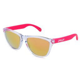 Oakley OO9013 FROGSKINS | Herren-Sonnenbrille | Fassung: Vollrand, Quadratisch, Kunststoff, Wei&szlig; Transparent | Glasfarbe: Pink Verlaufend