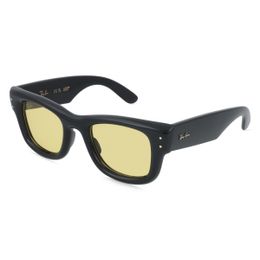 Ray-Ban RB4940 WAYFARER PUFFER | Unisex-Sonnenbrille | Fassung: Vollrand, Quadratisch, Kunststoff, Schwarz | Glasfarbe: Gelb