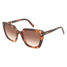 Prada PR23ZS | Damen-Sonnenbrille | Fassung: Vollrand, Quadratisch, Acetat, Beige Havanna | Glasfarbe: Braun Verlaufend