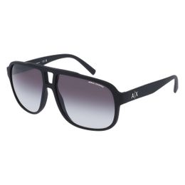 Emporio Armani AX4104S | Herren-Sonnenbrille | Fassung: Vollrand, Eckig, Kunststoff, Schwarz Matt | Glasfarbe: Grau Verlaufend