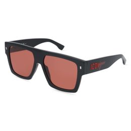 Dsquared2 ICON 0030/S | Herren-Sonnenbrille | Fassung: Vollrand, Browline, Kunststoff, Schwarz Rot | Glasfarbe: Pink