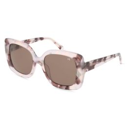 Botaniq BIS-7025 | Damen-Sonnenbrille | Fassung: Vollrand, Quadratisch, Acetat, Beige Transparent | Glasfarbe: Braun