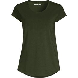 LANDS' END Shirt aus Baumwolle/Modal-Mix mit Ballett-Ausschnitt, Damen,  Gr&uuml;n, Baumwolle Modal, by Lands' End