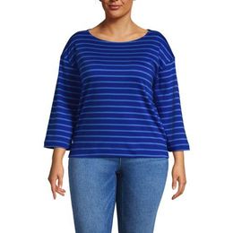 LANDS' END Supima&reg; Shirt mit 3/4-Glocken&auml;rmeln, Damen,  Blau, Baumwolle, by Lands' End