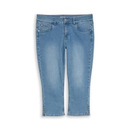 Tom Tailor Denim Damen TTJONA SKINNY Capri Jeans, blau, Uni, Gr. 28