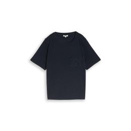 Tom Tailor Damen Boxy Fit T-Shirt mit Brusttasche, blau, Uni, Gr. M