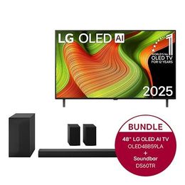 Schwarz LG 48&Prime; OLED AI B5 4K Smart TV + 5.1Kanal Home Theater Soundbar DS60TR mit SurroundSound und hinteren Lautsprechern OLED48B59LA.DS60TR
