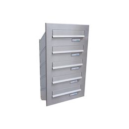 5er Edelstahl Durchwurfbriefkastenanlage - T: 33-50 cm - D-042