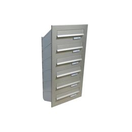 6er Edelstahl Durchwurfbriefkastenanlage - T: 33-50 cm - D-042