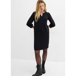 bonprix Kleid aus flie&szlig;endem Viskose-Mix, schwarz, Gr.48/50 (XL), Kleid mit Puff&auml;rmeln, aus Viskose