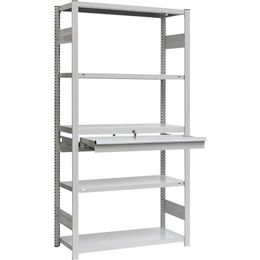 eurokraft pro Einzelschublade, aus Stahl, HxBxT 100 x 750 x 500 mm, mit Schloss, lichtgrau