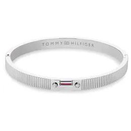Armspange Tommy Hilfiger "STRIPES", edelstahlfarben, rot, wei&szlig;, blau, kristallwei&szlig;, kristallwei&szlig;, Armb&auml;nder, Damen, Edelstahl, Armspange, mit Glasstein - Emaille