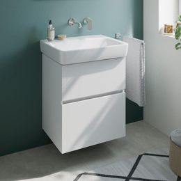 Geberit Renova Plan Waschtisch, evineo ineo5 evo Unterschrank B: 60 cm, 2 Ausz&uuml;ge, mit Griffmulde,, 501639008+BE0985WH,