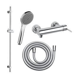 Fortis Brauseset mit Armatur, Handbrause mit 1 Strahlart, Brausestange, Brauseschlauch, 7851100PC+50129TTPC+53162150PC+15505PC,