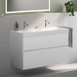 Geberit iCon Doppelwaschtisch, evineo ineo5 evo Unterschrank B: 120 cm, 2 Ausz&uuml;ge, mit Griffmulde,, 124020600+BE0979WM,