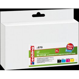 Edding Druckerpatronen EDD-570 schwarz, cyan, magenta, gelb kompatibel zu HP 913A (L0R95AE, F6T77AE, F6T78AE, F6T79AE), 4er-Set