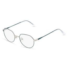 Fielmann BD 514 FA Brille Teenager | Fassung: Vollrand, Panto, Silber Gr&uuml;n