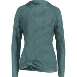 Damen Langarm-Pullover mit Raffung am Saum jade, Gr&ouml;&szlig;e 38