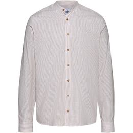 Hammerschmid Stehkragen-Streifenhemd Beige/Braun (Gr&ouml;&szlig;e: 45)