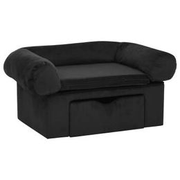 vidaXL Hundesofa Pl&uuml;sch mit Schublade 75x50x38cm schwarz