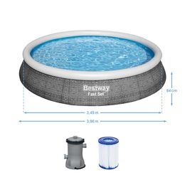 Bestway Aufstellpool 'Fast Set ' grau/wei&szlig; rund &Oslash; 396 x 84 cm