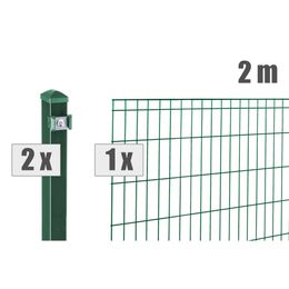 deutsche zauntechnik Doppelstabmattenzaun-Set 'Michl' moosgr&uuml;n 200 x 100 cm